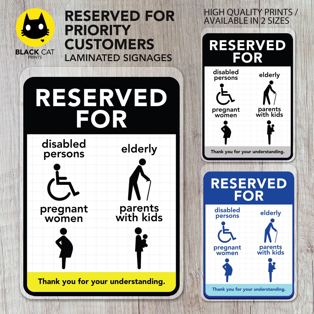 Reserved for Priority Customers Sign / Laminated Signage / Sign Board ...