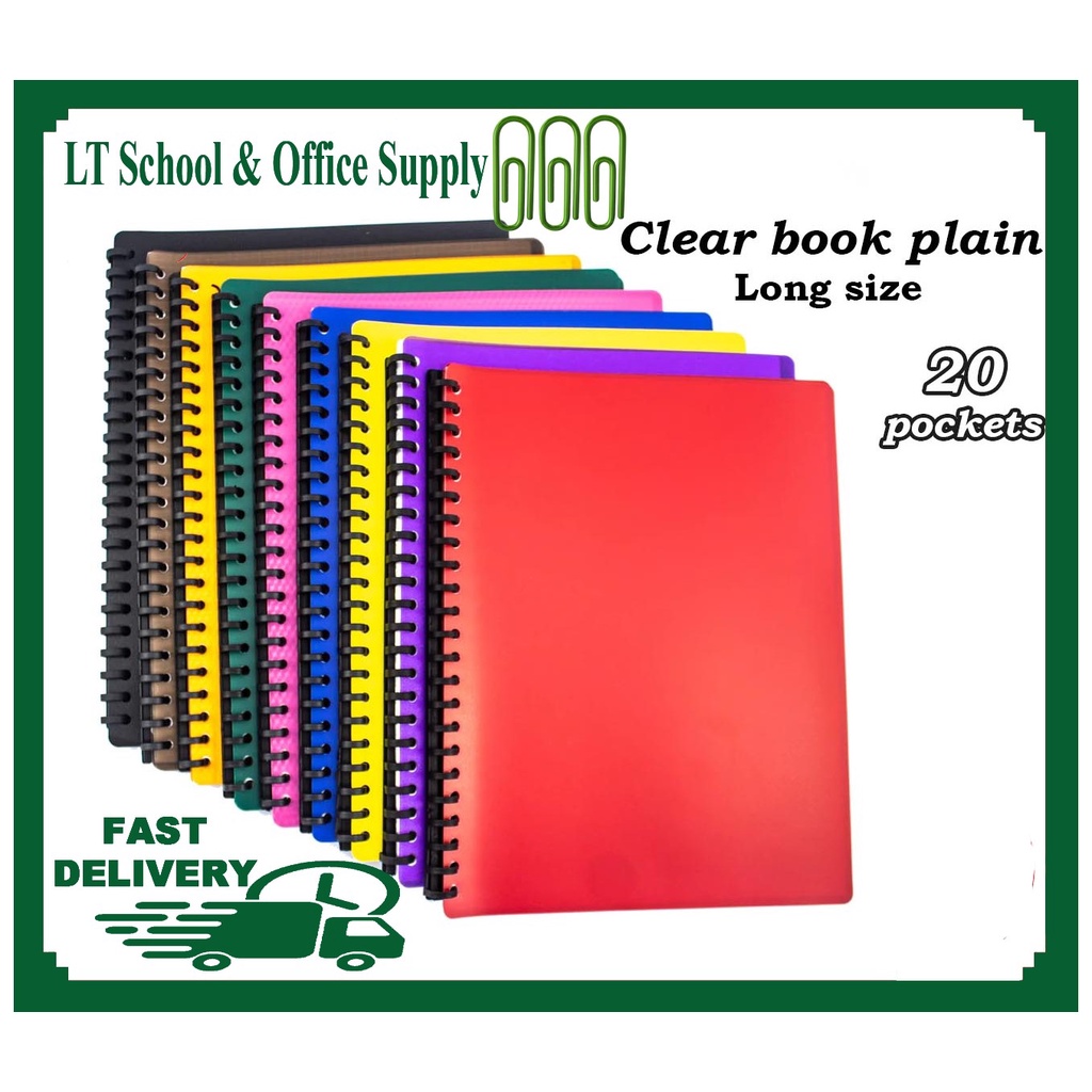 KT Plain Clear Book Refillable Size Long 20 Pockets | Shopee Philippines