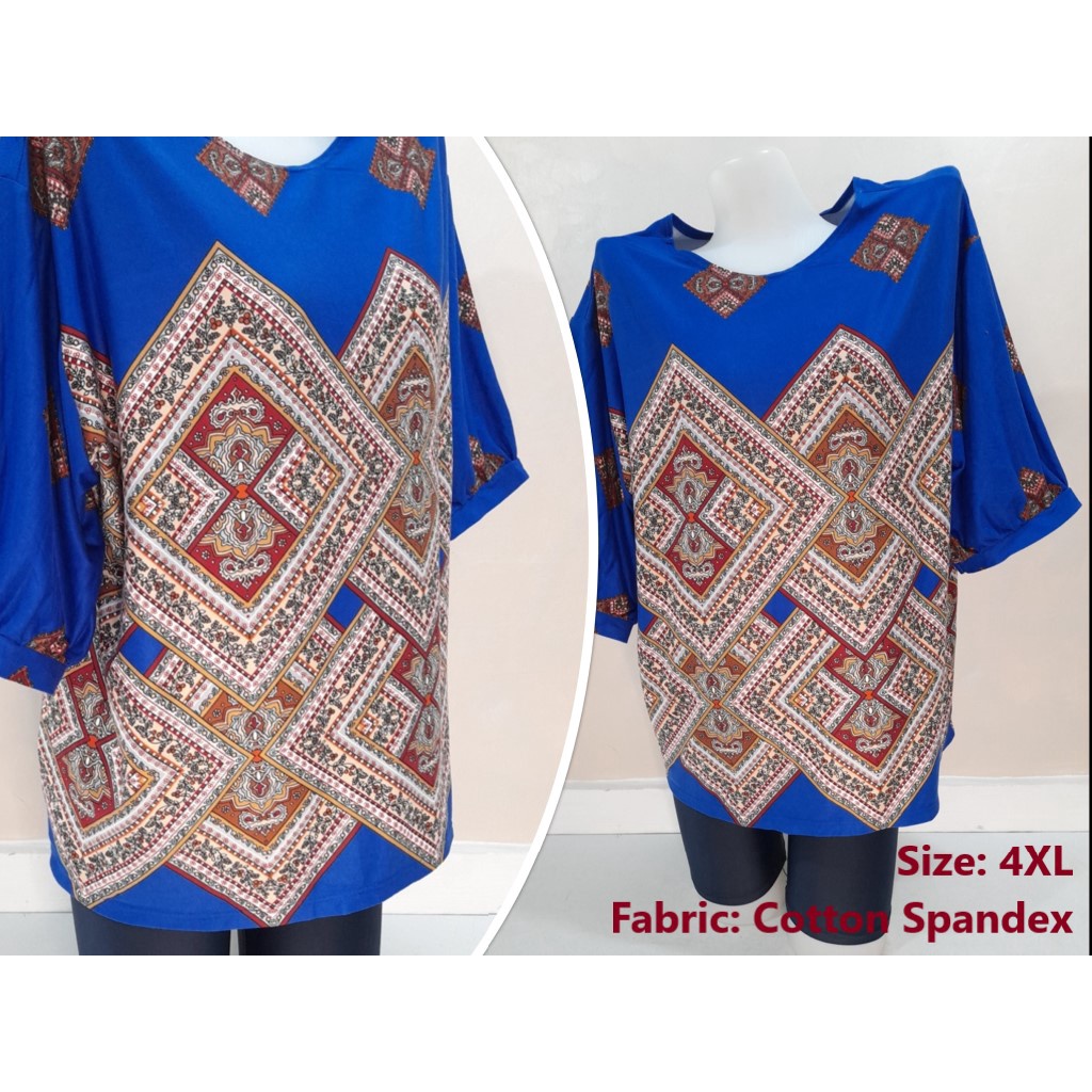 iNar-te Plus Size (4XL), Floral Print, Round Neck, 3/4 Elbow Length ...