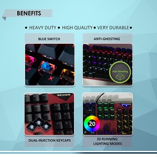 NEXION KY-610 REAL MECHANICAL KEYBOARD, USB WIRED, 20 RUNNING LIGHTING ...