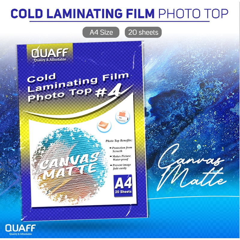 QUAFF Photo Top Cold Laminating Film A4 Size 216x303mm 80micron (20 ...