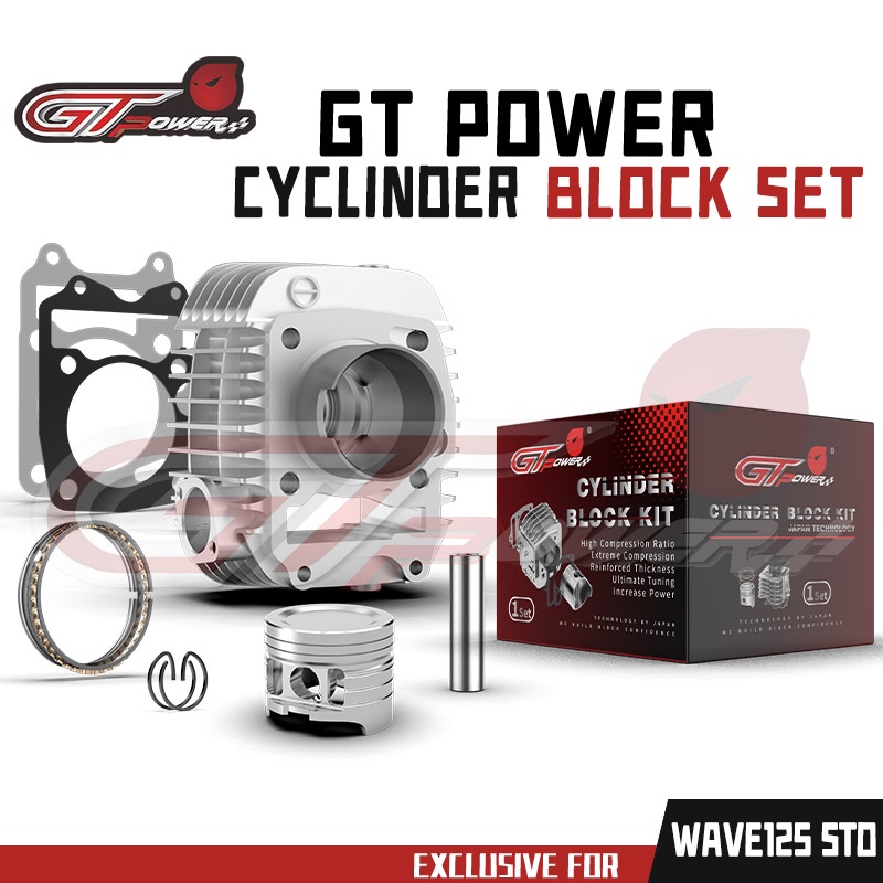 GT Power Cylinder Block Set WAVE125 / XRM125 / RS125 STD Φ52.4MM Φ54MM ...