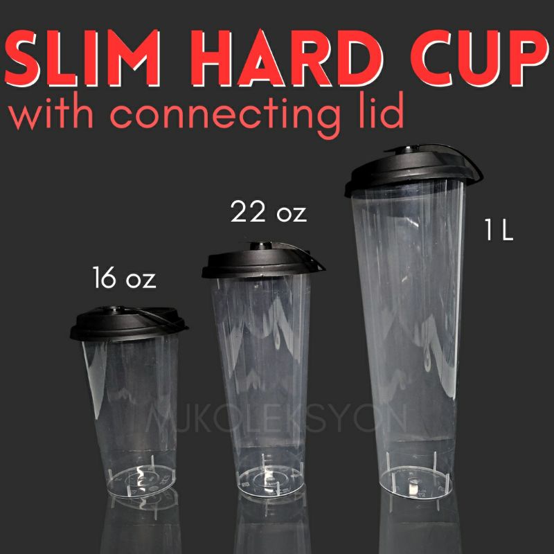 Slim Hard Milktea Cup w/ CONNECTING Lid for Milktea 25pcs | Shopee ...