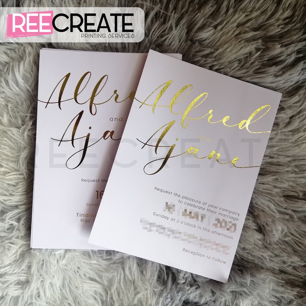 Gold / Silver / Rose gold Foil Print Invitation Cards - available in 3R ...