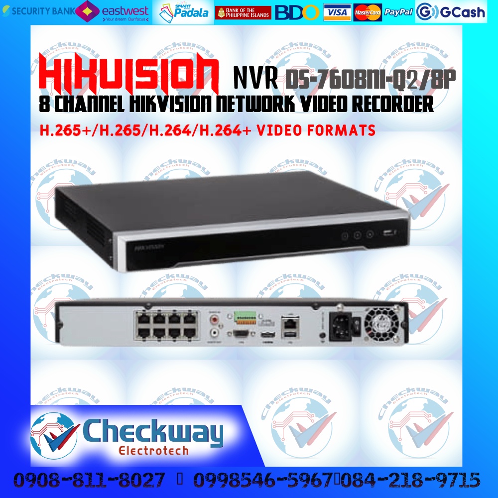 8 Channel Hikvision Network Video Recorder NVR DS-7608NI-Q2/8P 80Mbps ...