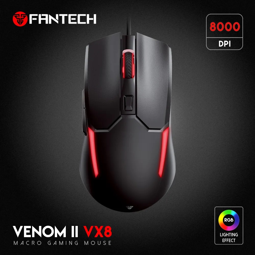 Fantech VX8 8000DPI Wired Macro Gaming Mouse 125hz with RGB Lighting ...