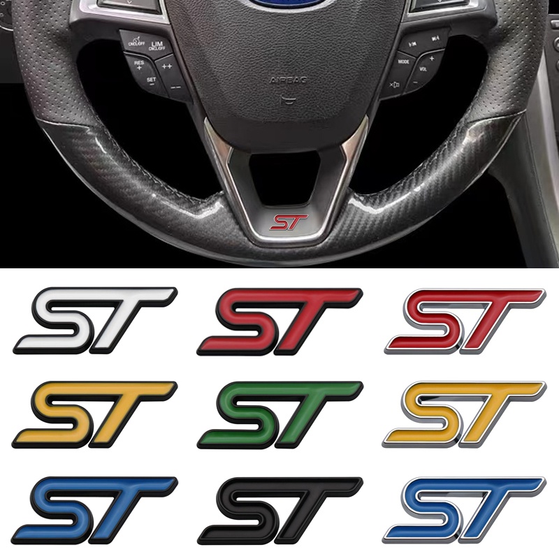 3D Metal ST Car Steering Wheel Emblem Badge Sticker For Ford ST Fiesta ...