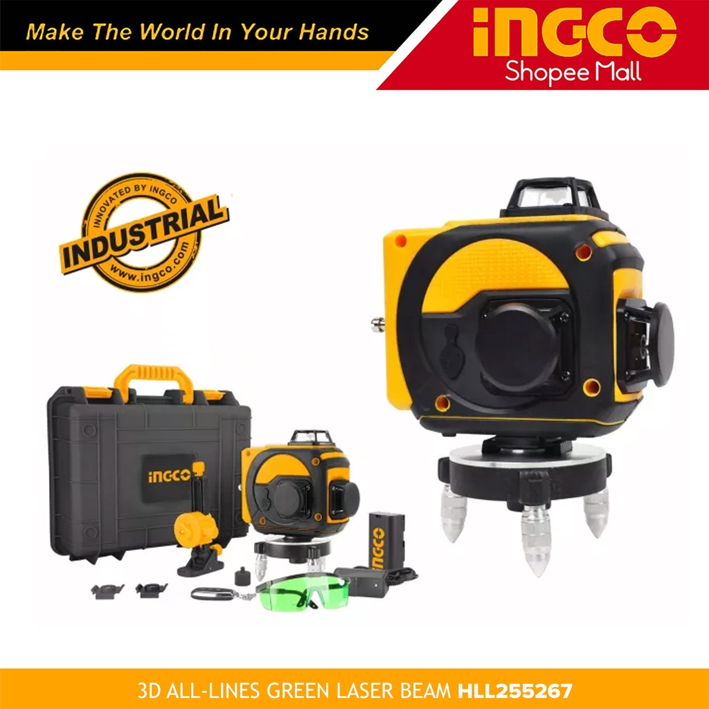 Ingco HLL255267 3D All-Lines Green Levelling Line Laser Beam IPT ...