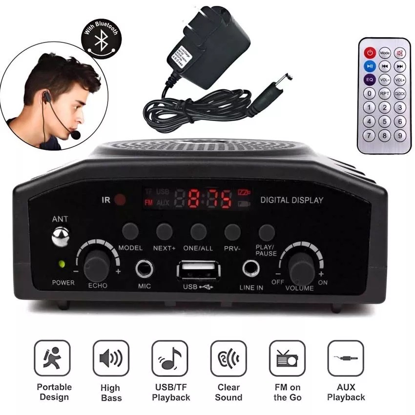 KJZK Mini Portable Voice Microphone Lapel For Teach With Speaker 2in1 ...