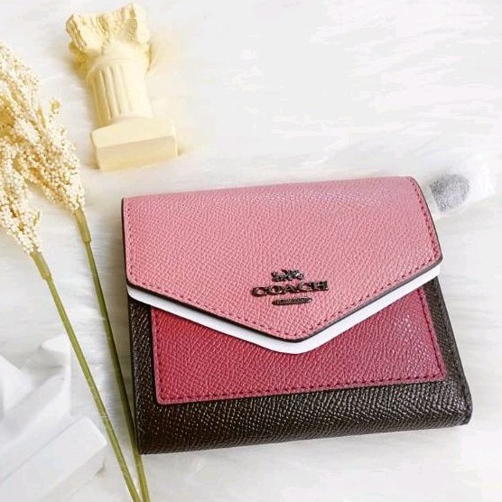 Authentic Coach Tri-Color Tri-Fold Leather Wallet..(US) | Shopee ...