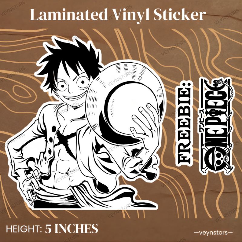 ONE PIECE LUFFY BLACK & WHITE LAMINATED VINYL STICKER | Shopee Philippines