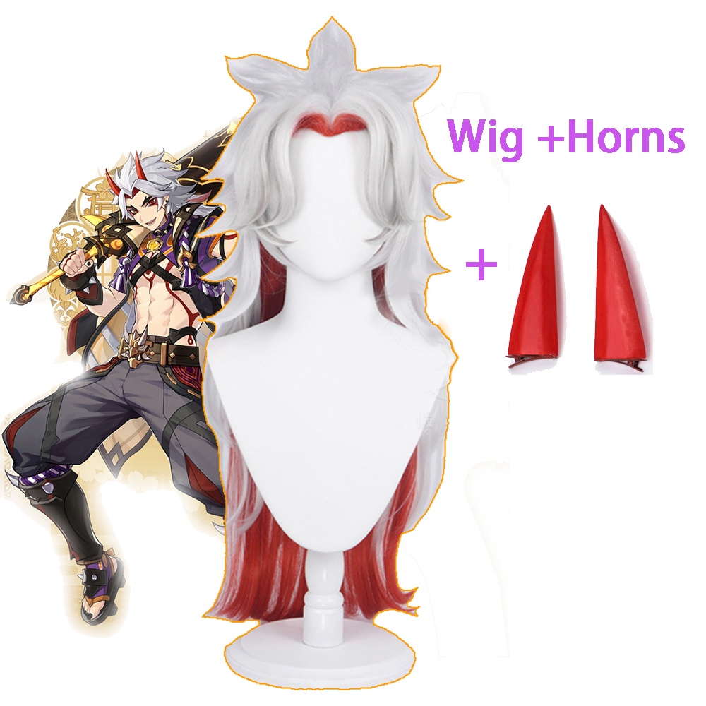 Genshin Impact Arataki Itto Cosplay Costume Wig Shoes Devil Horns Anime ...