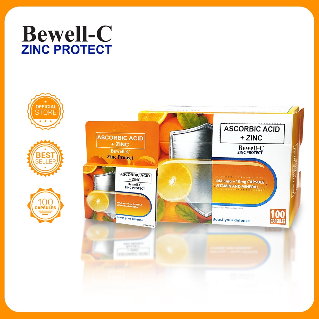 Bewell-C Zinc Protect Ascorbic Acid plus Zinc 500mg/capsule, 100 ...