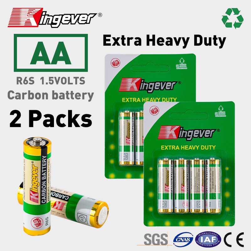 Kingever 100% Original R6S AA 4pcs/Pack Extra Heavy Duty Battery Metal ...
