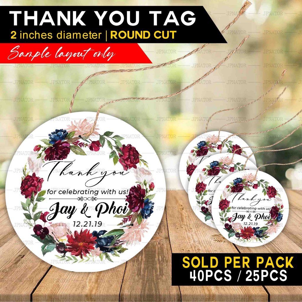 Thank You Tags With String | Souvenir Tags | Wedding Tags | ROUND CUT ...