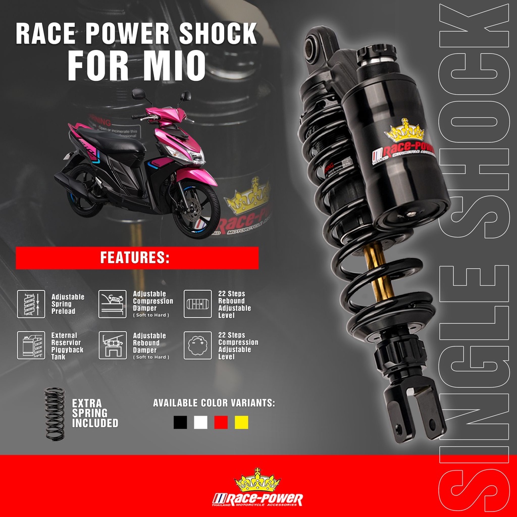 Z1 Race Power Premium Rear Single Shock 300mm with Tank and Extra1 Spring Fit For MIO i 125 ...