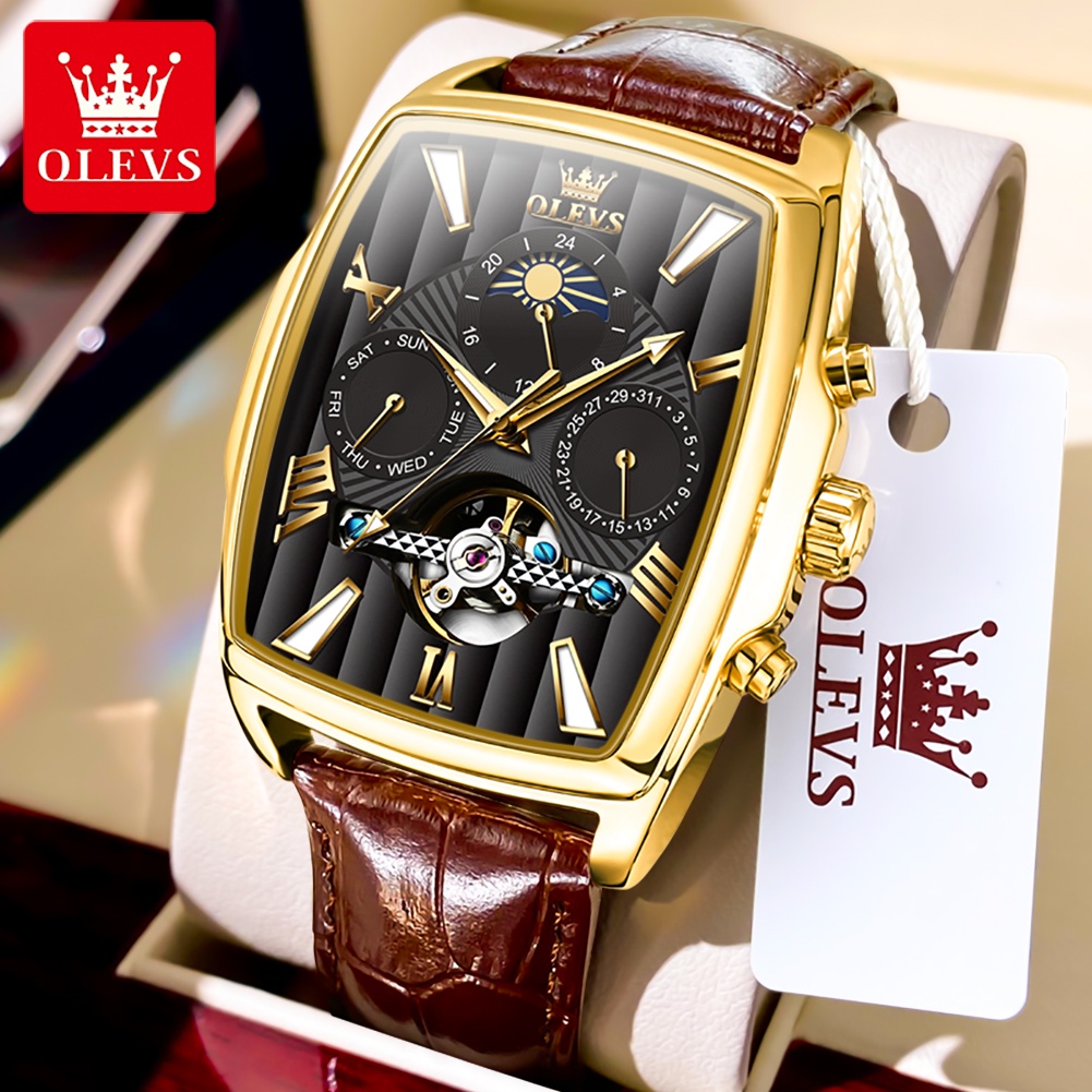 OLEVS Watch For Man Waterproof Original Leather Strap With Box Luxury ...