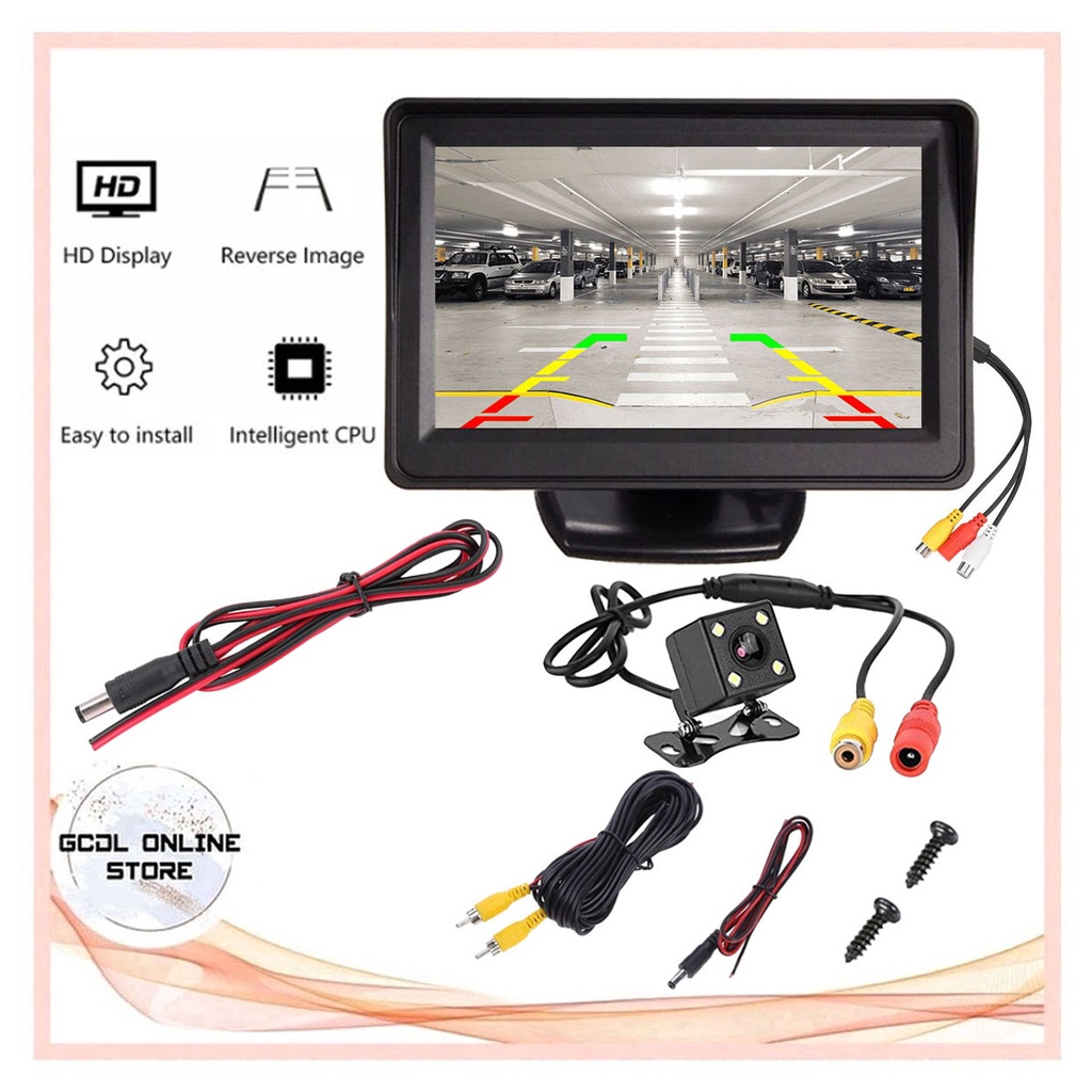 4.3/5" IPS TFT LCD Car Monitor Car Reverse Parking Monitor with HD IR ...