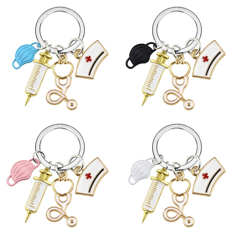 Nurse Doctor Mask Keychain Medical Paramedic Syringe Syringe ...