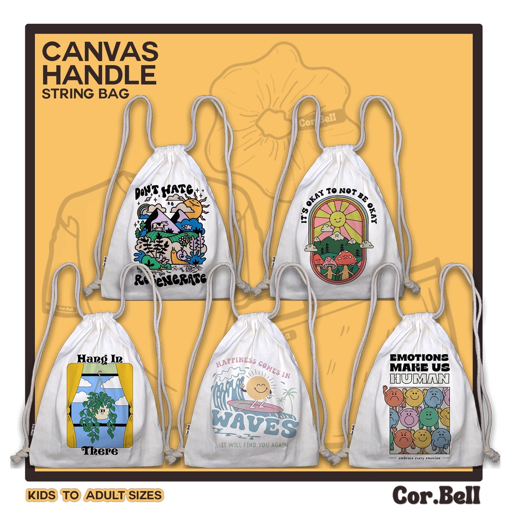 String Bag SHINY AND SUNNY Aesthetic Color Canvas Katsa Korean ...