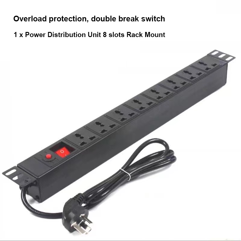 8 Slots Universal Plastic Rack Mount PDU Power Distribution Unit Power Distributing Unit for ...