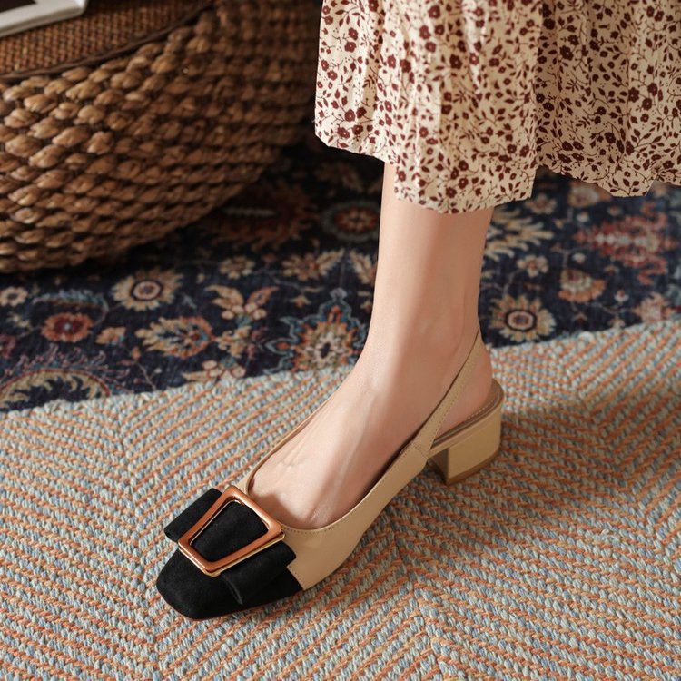 Martini Korean Retro Apricot Close Classy Office Shoes For Ladies With ...