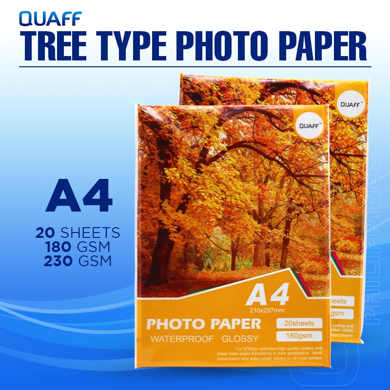 QUAFF A4 Size Glossy Inkjet Photo Paper 180gsm / 230gsm (20 sheets ...