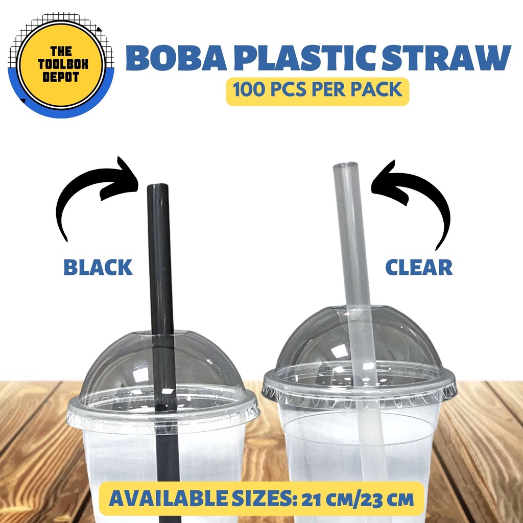 Milk Tea Pearl Straw/ Boba Sago Straw or Thin Juice Straw [Black/Clear ...