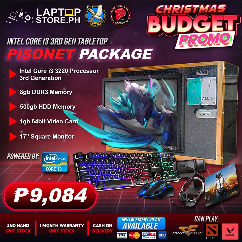 TABLETOP PISONET PACKAGE-Intel Core i3 3220 Processor-8gb DDR3 500gb ...