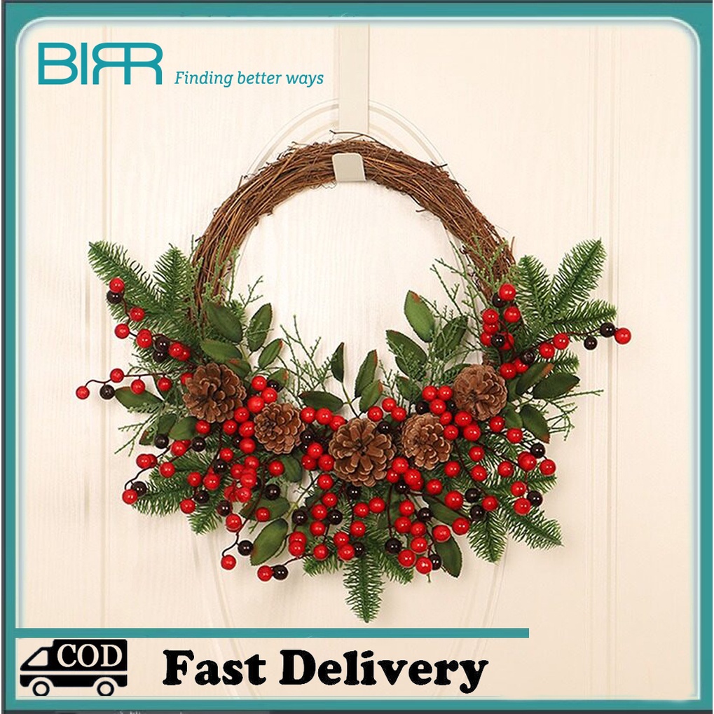 Christmas Wreath Pinecone Wreath Red Fruit Festive Wreaths Hanging ...