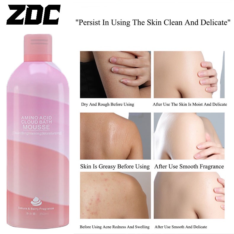 ZDC Sakura Amino Acid Mousse Shower Gel Cloud Bubble Perfume Whitening Body Wash 350ml | Shopee ...