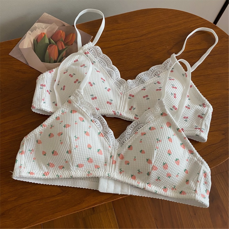 Japanese Triangle Cup Woaman Sweet Bras Wireless Comfortable Skin ...