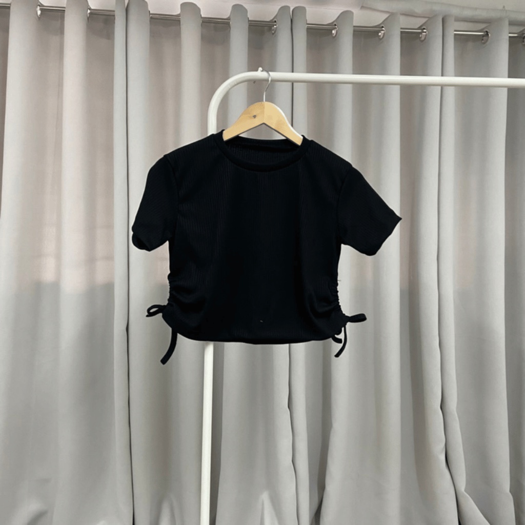 Ruched side string crop top semi plus size (Medium - Large size ...