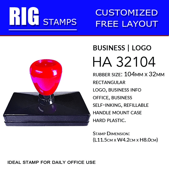 RIG Personalized Stamp HA-32x104mm | Customized | Logo | Self-inking ...