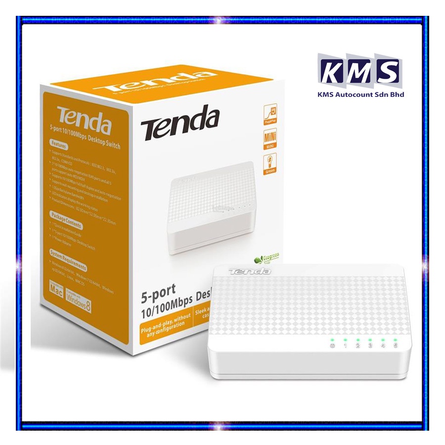 Tenda S105 Ethernet Switch Desktop 5 Port 10/100Mbps Network Switch LAN ...