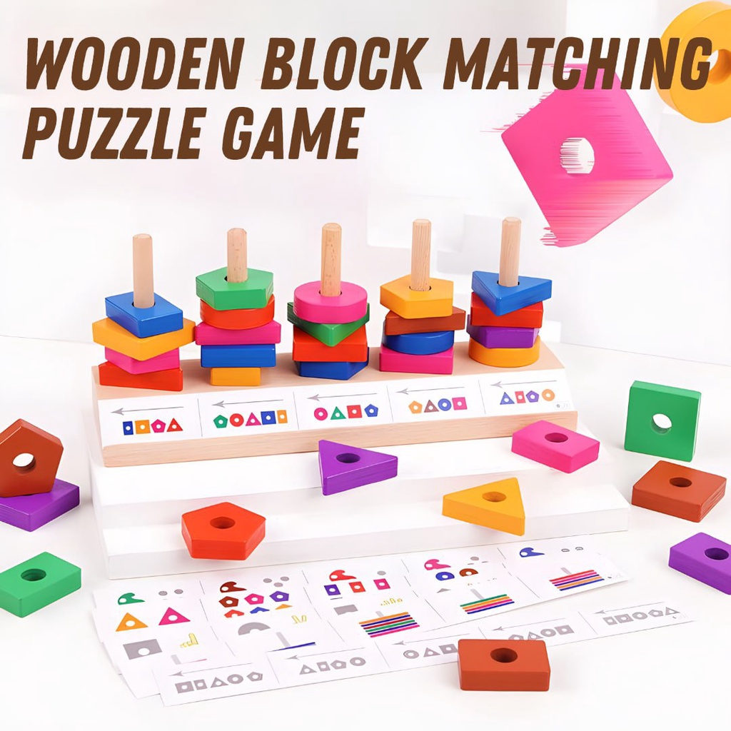 Wooden Block Matching Puzzle Educational Game Board for Kids by WISHLAND | Shopee Philippines