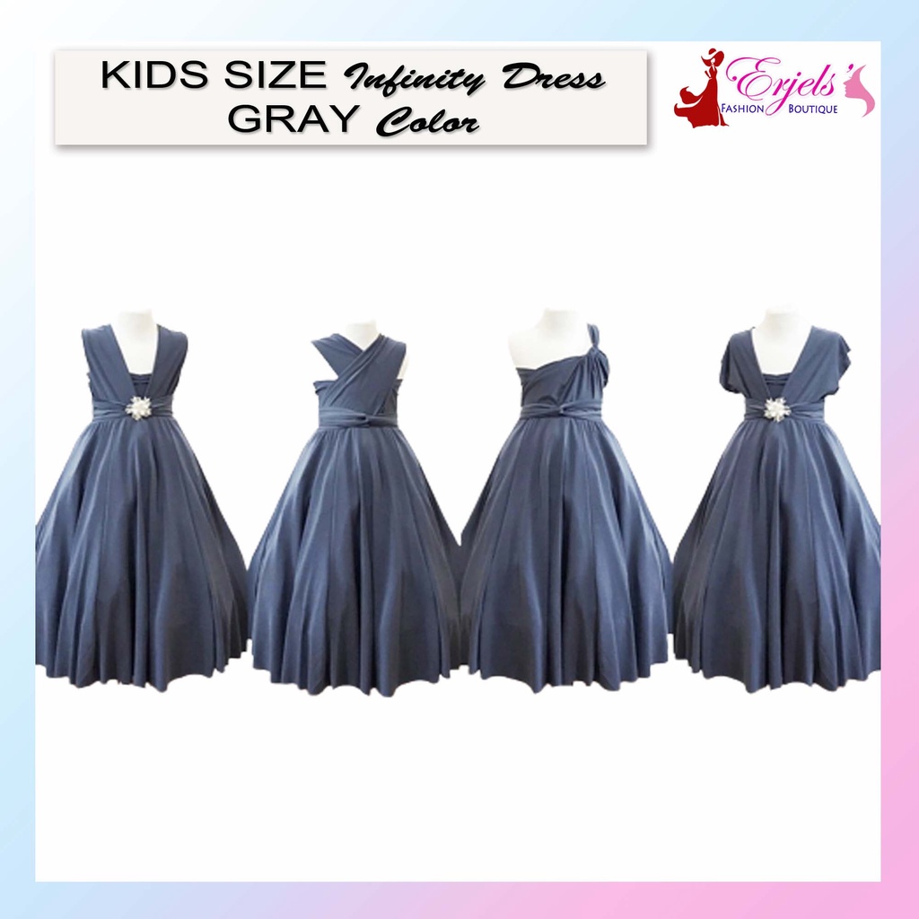 GRAY Infinity Dress for Kids | With Size 1-12 years old | Cotton ...
