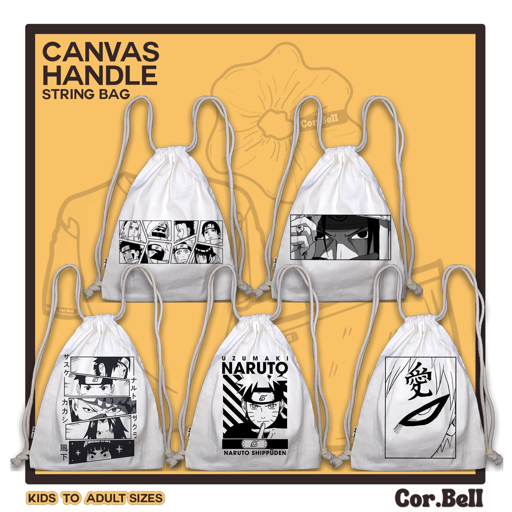 String Bag NARUTO Anime Canvas Katsa Korean Drawstring Bag | Shopee ...