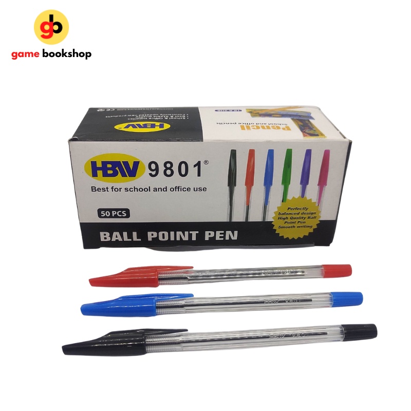 HBW ballpen 9801 (Black, Blue, Red) | Shopee Philippines