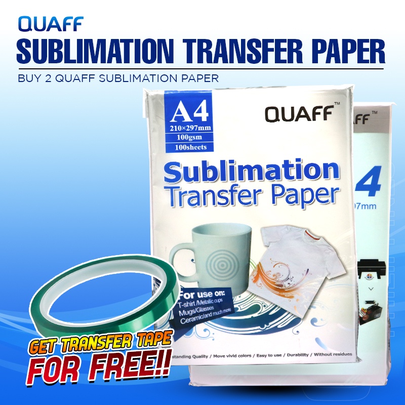 QUAFF Promo Bundle Sublimation Paper A4 Size 2 Packs + 1 Roll Thermal ...