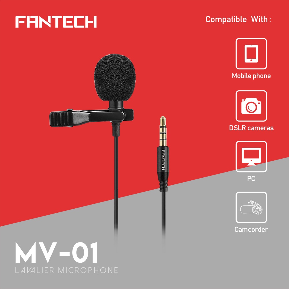 FANTECH MV-01 Lavalier Microphone for Mobile Phone, DSLR, PC and ...