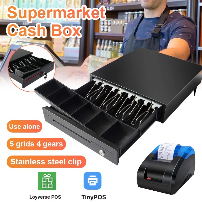 Cash box with drawer Safe money box with Lock Key and Money Tray Large ...