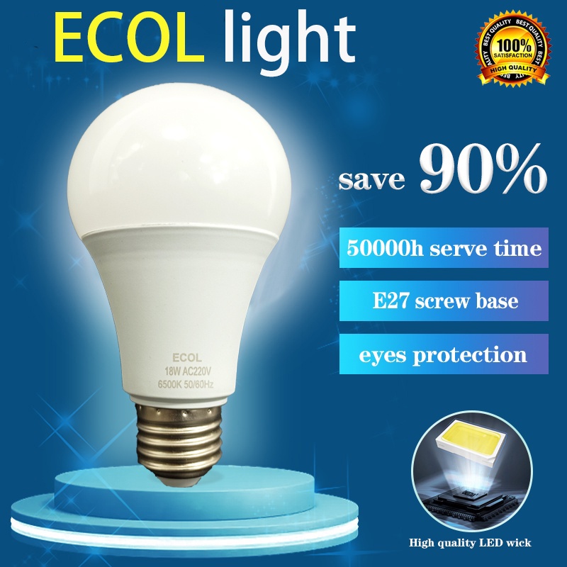 Ecol LED Bulb Light Warm White Daylight Bulb Led Light Bulbs 5W 7W 9W 12W 15W 18W | Shopee ...