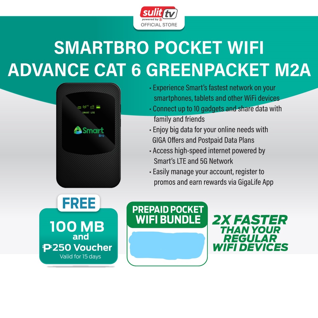 SMART BRO POCKET WIFI ADVANCED CAT 6 GREENPACKET M2A | Shopee Philippines