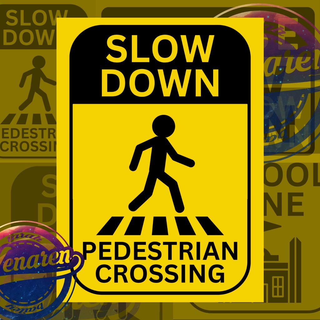 Slow Down Pedestrian Children Crossing A4 Size PVC Plastic, Laminated ...
