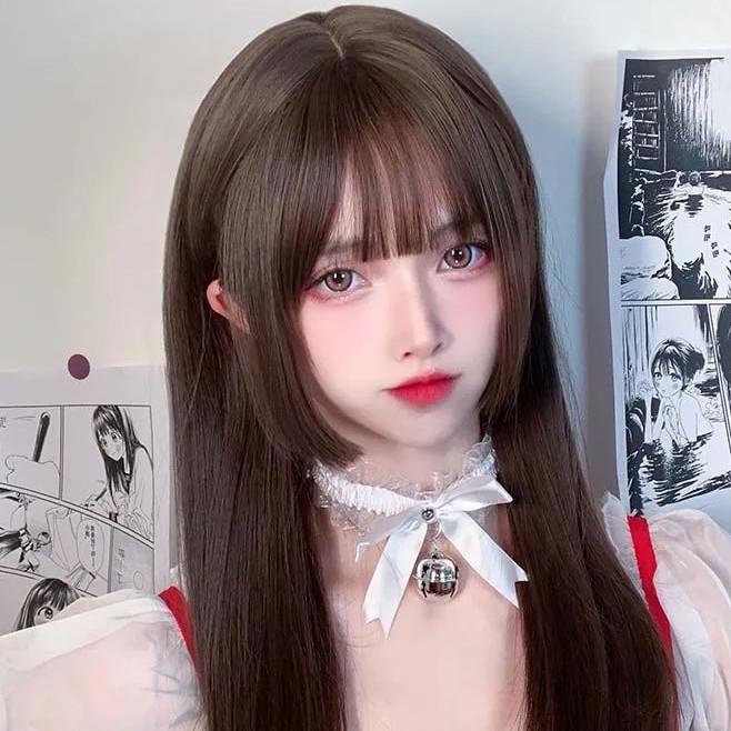 lolita soft sister wig female long hair clavicle hair comic bangs ...