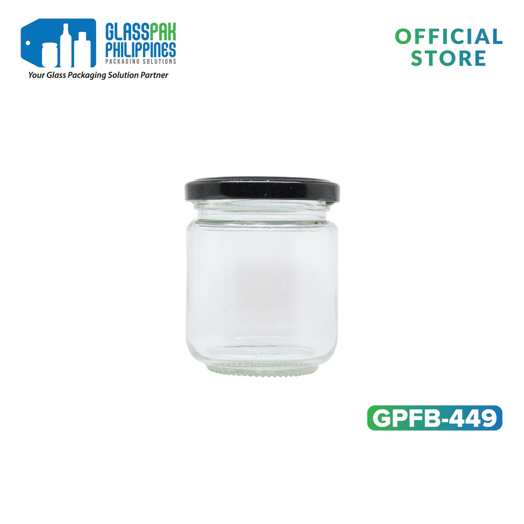 Glasspak 6 Pcs 160ML 220ML 320ML Round Glass Jar Black Safety Button Lid Empty Food Storage Jar ...