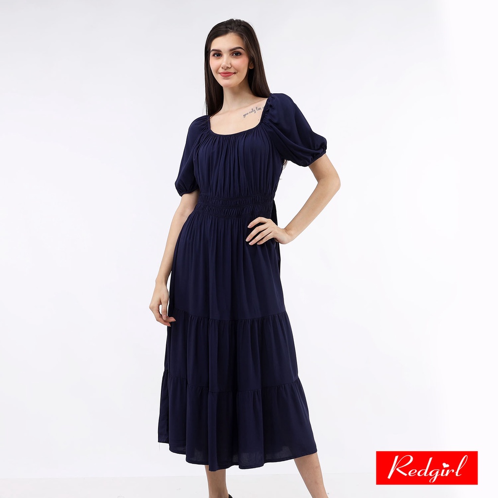 Red Girl Short Sleeves Square Neck Dress RLT08-1716 | Shopee Philippines