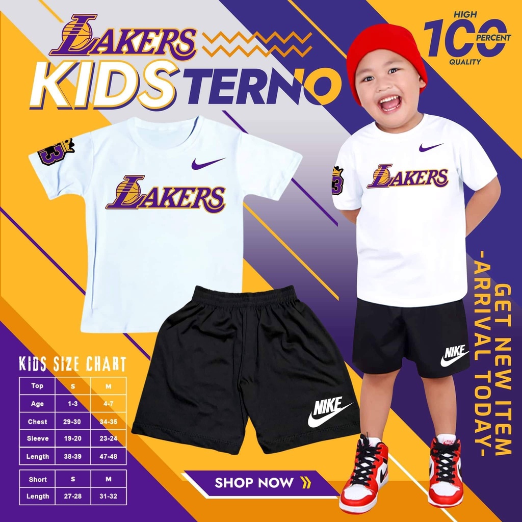 LAKERS KIDS TERNO Cotton spandex Subli /vinyl | Shopee Philippines