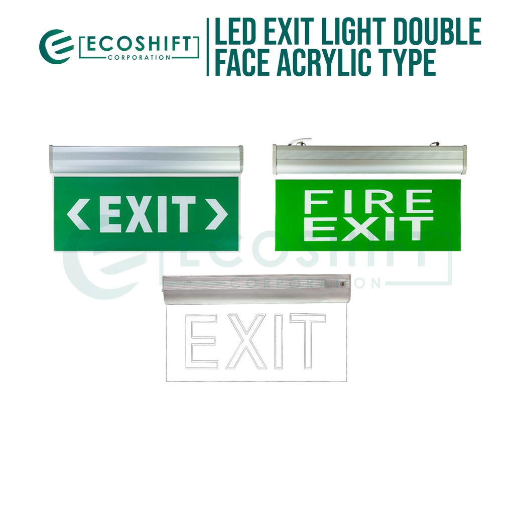 Ecoshift LED Exit Light Acrylic Type Double Face | Shopee Philippines